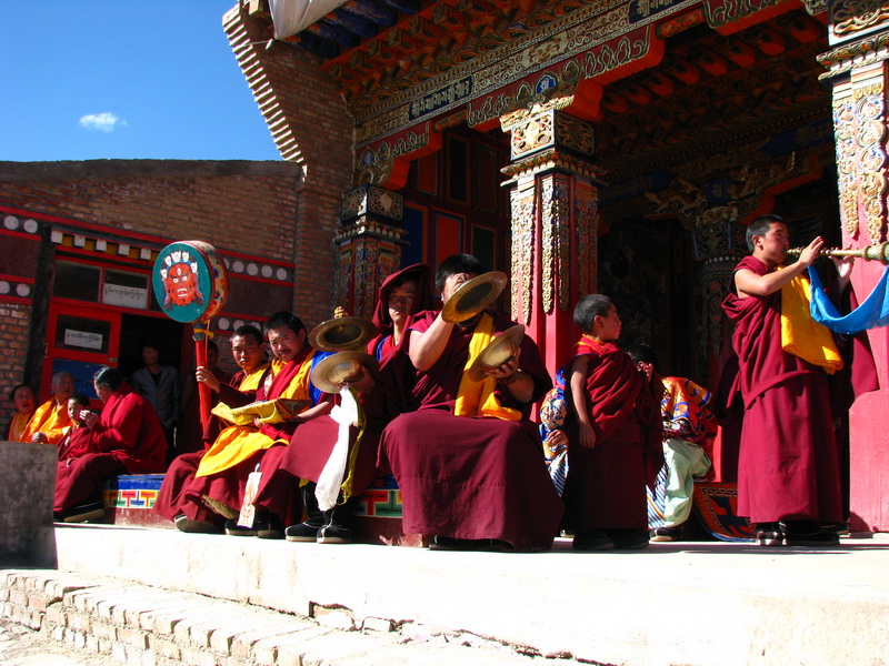 Prayer Ceremony in Bon Monastery Wongya in Tongren, Qinghai