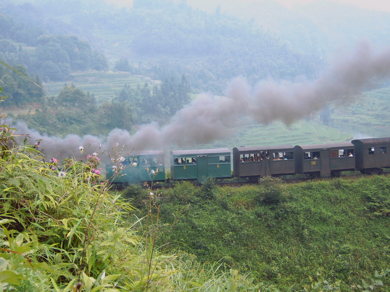 Old Steam Train in Qianwei in Province Sichuan