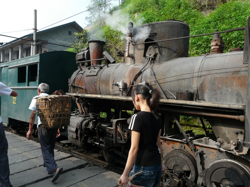 Old Steam Train in Qianwei in Province Sichuan